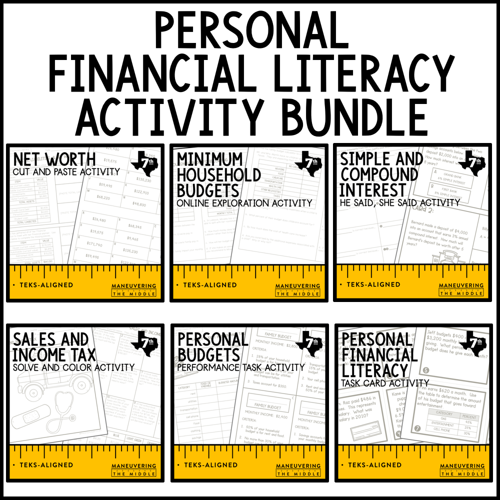 Personal Financial Literacy Activities for Middle School - Maneuvering ...