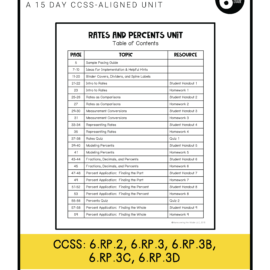 Rates and Percents Unit 6th Grade CCSS - Maneuvering the Middle