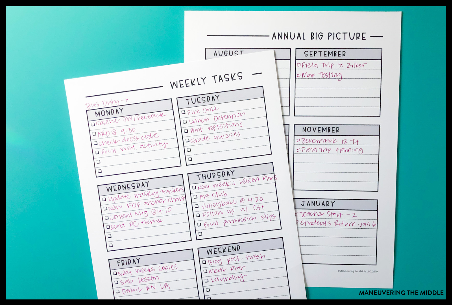 Teacher Planner Printables - Maneuvering the Middle