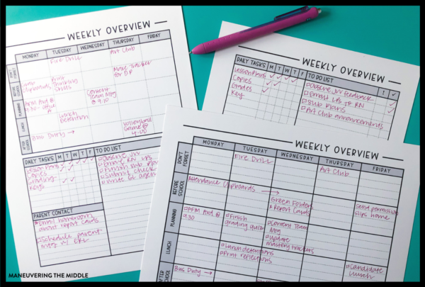 Teacher Planner Printables - Maneuvering the Middle