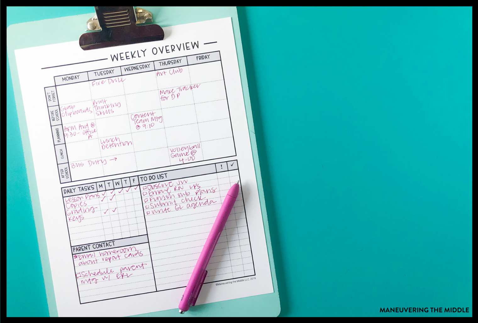 Teacher Planner Printables - Maneuvering the Middle