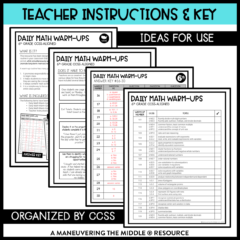 Daily Math Warm-Ups 6th Grade CCSS - Maneuvering the Middle