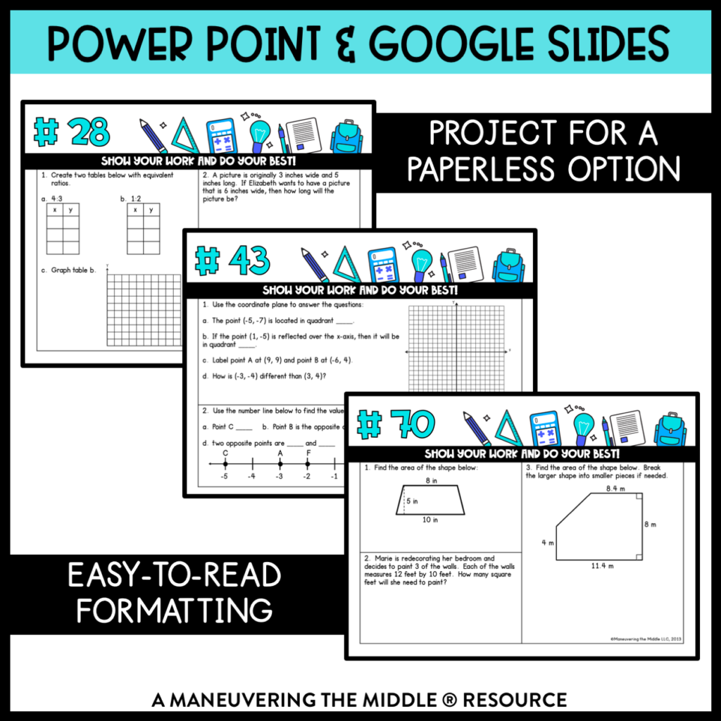 Daily Math Warm-Ups 6th Grade CCSS - Maneuvering the Middle