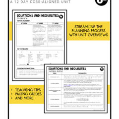 Equations and Inequalities Unit 6th Grade CCSS - Maneuvering the Middle