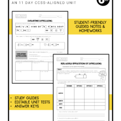 Expressions Unit 6th Grade CCSS - Maneuvering the Middle