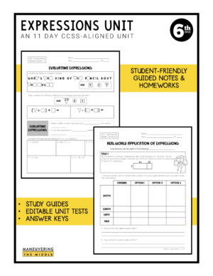 Expressions Unit 6th Grade CCSS - Maneuvering the Middle