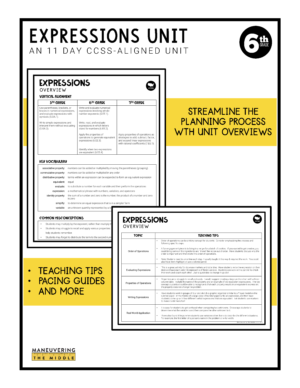 Expressions Unit 6th Grade CCSS - Maneuvering the Middle