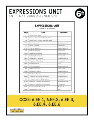 Expressions Unit 6th Grade CCSS - Maneuvering the Middle