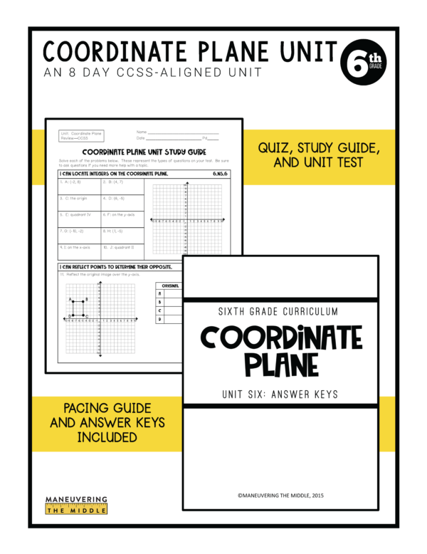 Coordinate Plane Unit 6th Grade CCSS - Maneuvering the Middle
