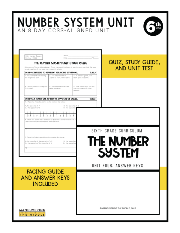 Rational Number System Unit 6th Grade CCSS - Maneuvering the Middle