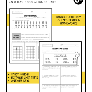 Decimal Operations Unit 6th Grade CCSS - Maneuvering the Middle