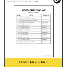 Decimal Operations Unit 6th Grade CCSS - Maneuvering the Middle