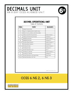 Decimal Operations Unit 6th Grade CCSS - Maneuvering the Middle
