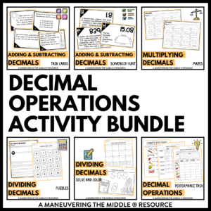 Decimal Operations Activity Bundle 6th Grade - Maneuvering the Middle
