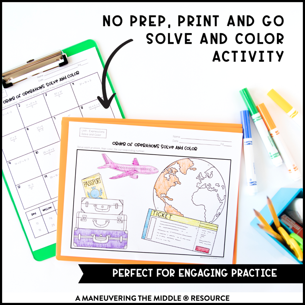 Expressions Activity Bundle 6th Grade - Maneuvering the Middle