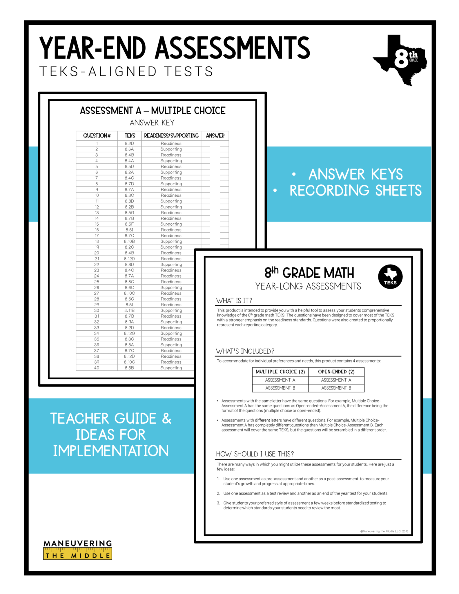 Year-End Assessments 8th Grade TEKS - Maneuvering the Middle
