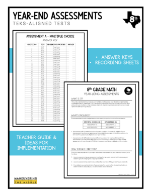 Year-End Assessments 8th Grade TEKS - Maneuvering the Middle