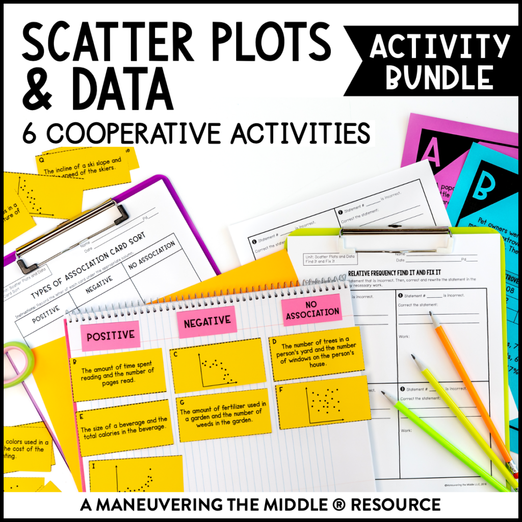 Scatter Plots and Data Activity Bundle 8th Grade - Maneuvering the Middle