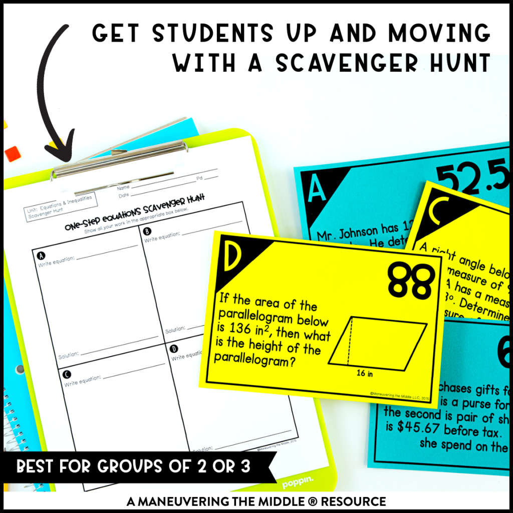 Equations and Inequalities Activity Bundle 6th Grade - Maneuvering the ...