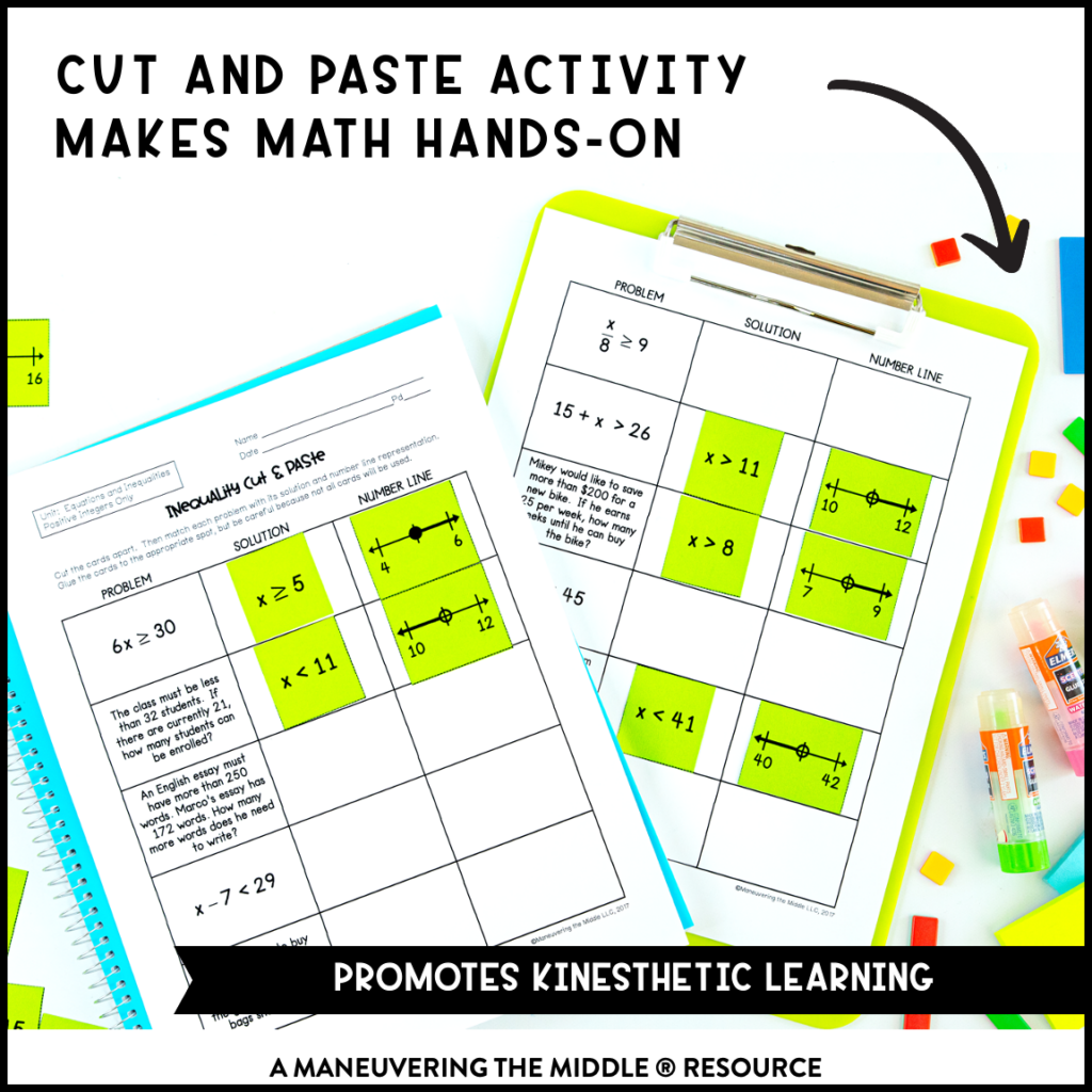 Equations and Inequalities Activity Bundle 6th Grade - Maneuvering the ...