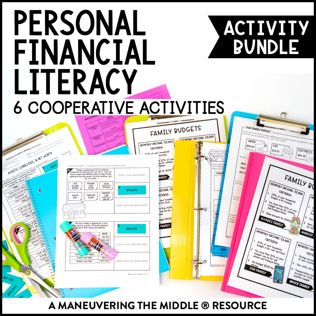 Personal Financial Literacy Activity Bundle 7th Grade TEKS ...