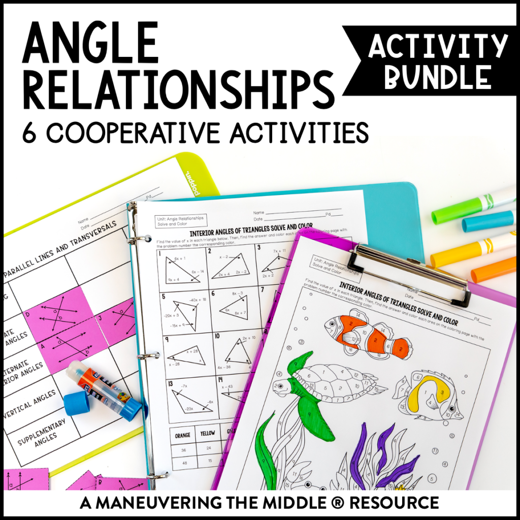 Angle Relationships Activity Bundle 8th Grade - Maneuvering the Middle