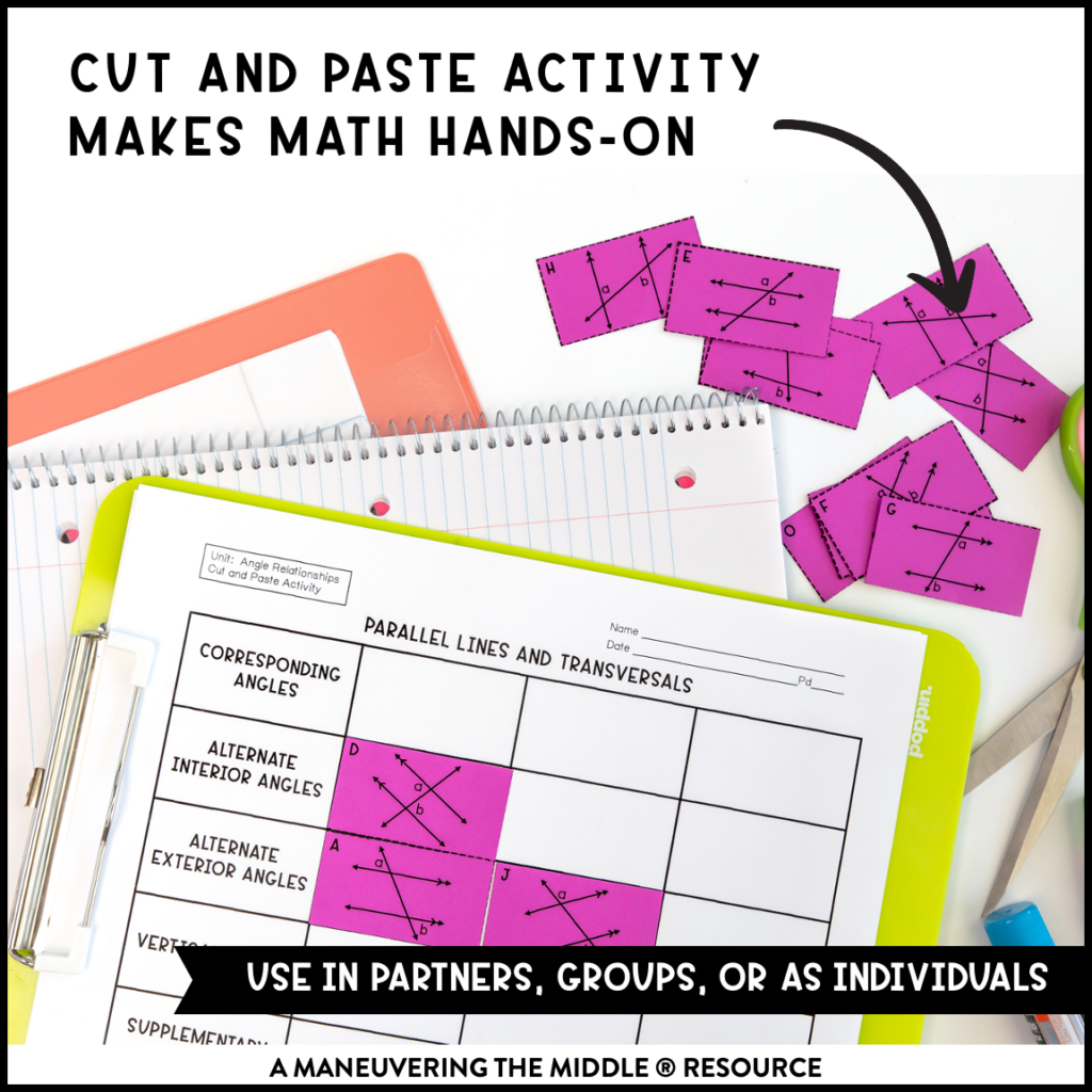 Angle Relationships Activity Bundle 8th Grade - Maneuvering the Middle