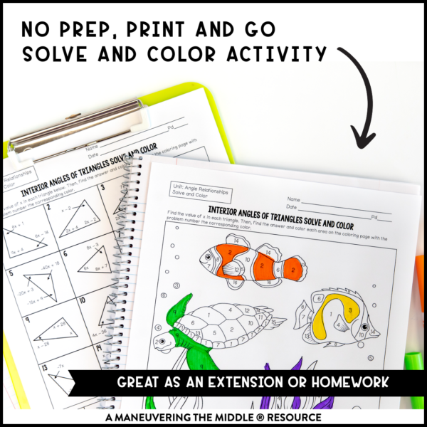 Angle Relationships Activity Bundle 8th Grade - Maneuvering the Middle