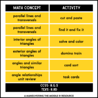 Angle Relationships Activity Bundle 8th Grade - Maneuvering the Middle