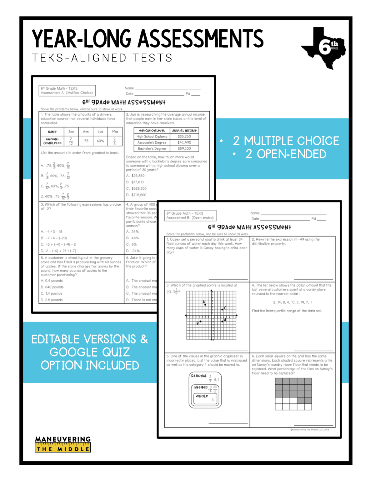 Year-End Assessments 6th Grade TEKS - Maneuvering the Middle