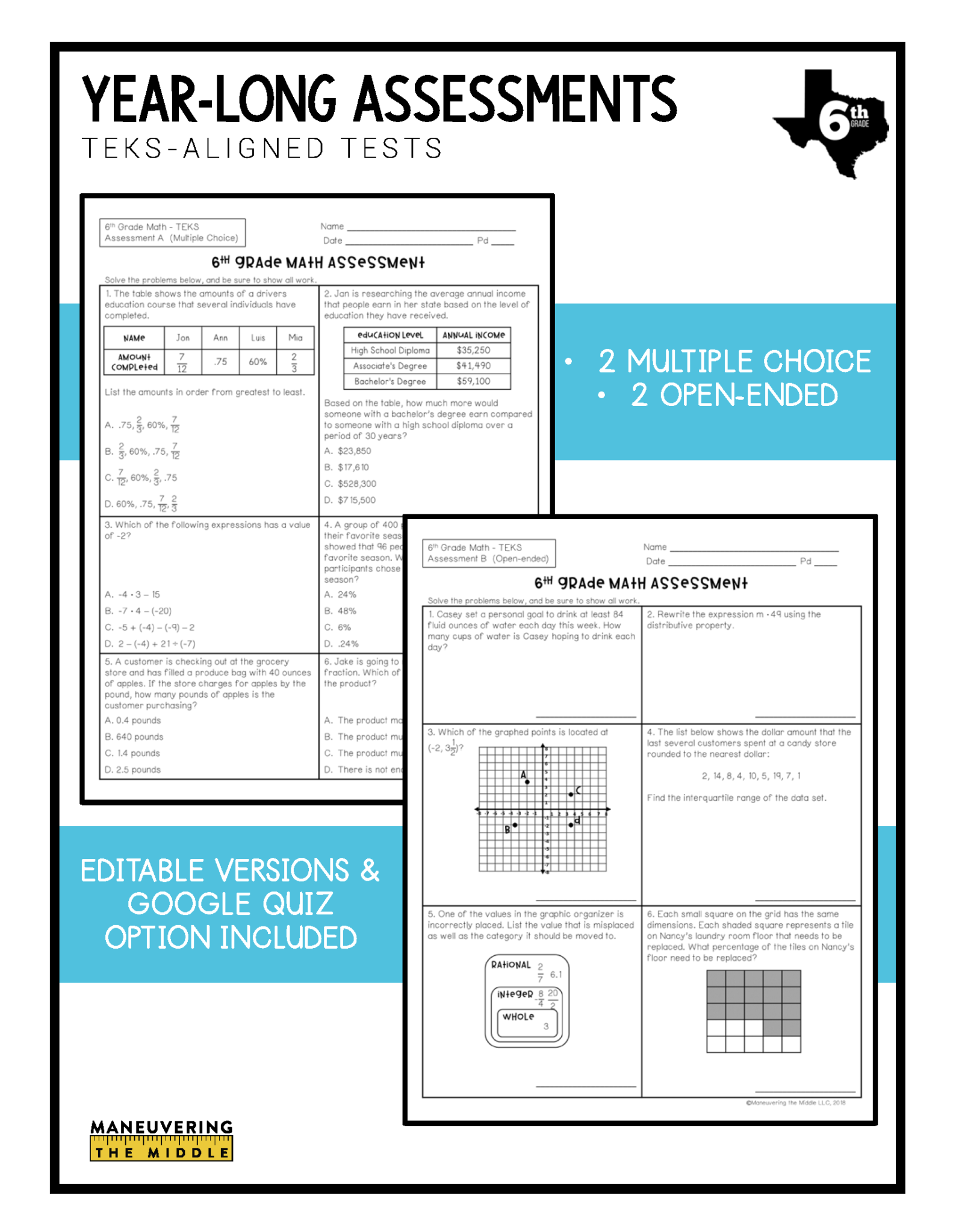 Year-End Assessments 6th Grade TEKS - Maneuvering the Middle