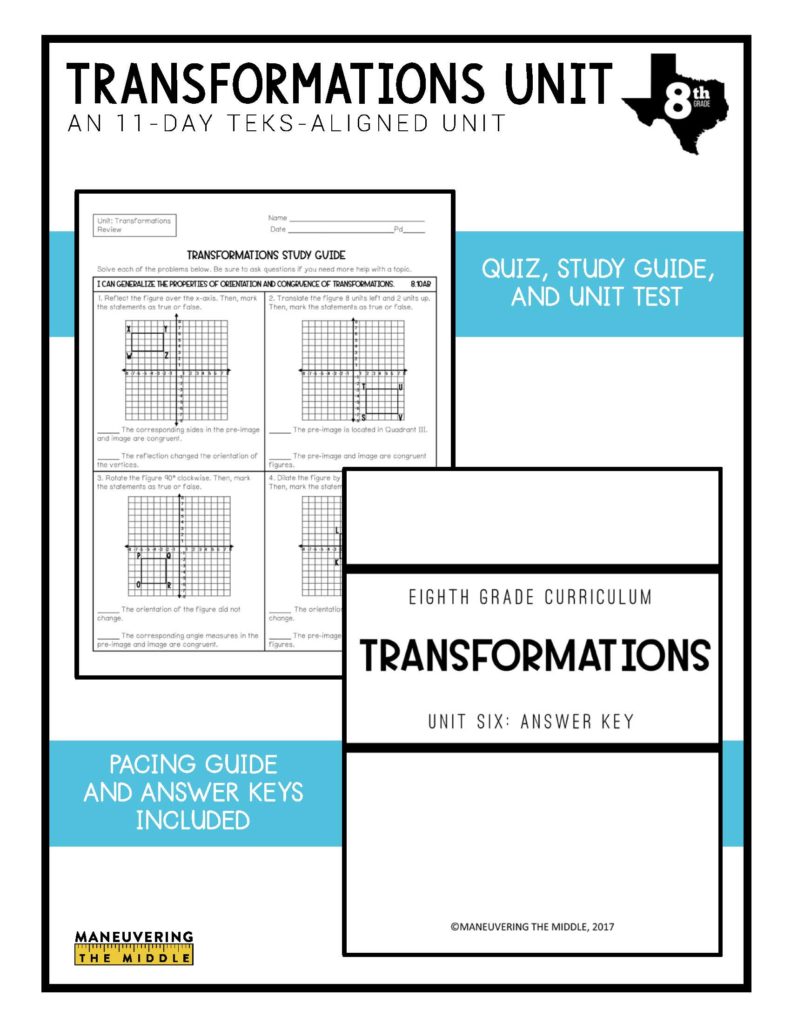 Transformations Unit 8th Grade TEKS - Maneuvering the Middle