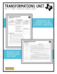 Transformations Unit 8th Grade TEKS - Maneuvering the Middle