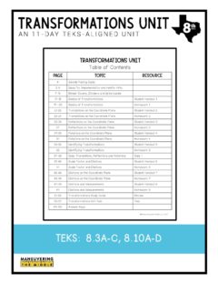 Transformations Unit 8th Grade TEKS - Maneuvering the Middle