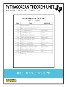 Pythagorean Theorem Unit 8th Grade TEKS - Maneuvering the Middle