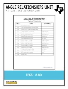 Angle Relationships Unit 8th Grade TEKS - Maneuvering the Middle