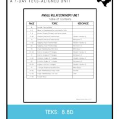 Angle Relationships Unit 8th Grade TEKS - Maneuvering the Middle
