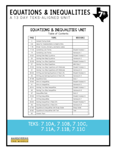 Equations and Inequalities Unit 7th Grade TEKS - Maneuvering the Middle