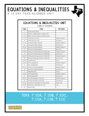 Equations and Inequalities Unit 7th Grade TEKS - Maneuvering the Middle