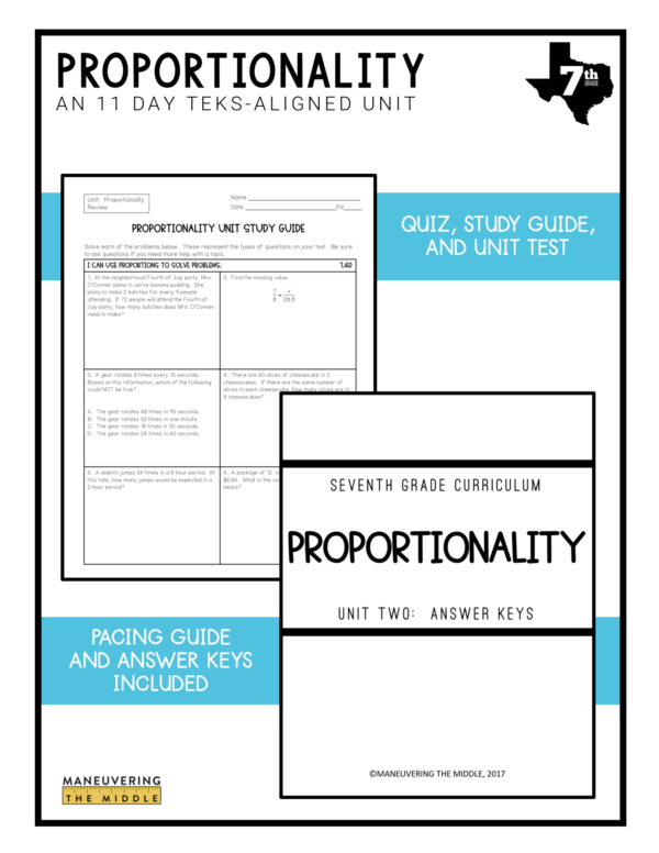 Proportionality Unit 7th Grade TEKS - Maneuvering the Middle