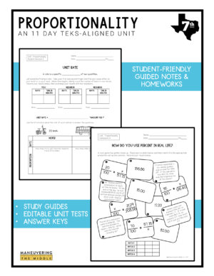 Proportionality Unit 7th Grade TEKS - Maneuvering the Middle