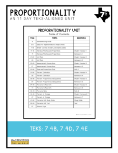 Proportionality Unit 7th Grade TEKS - Maneuvering the Middle