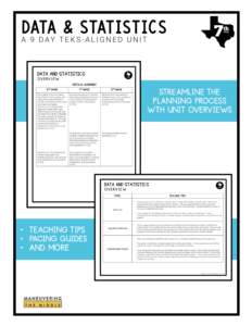 Data and Statistics Unit 7th Grade TEKS - Maneuvering the Middle