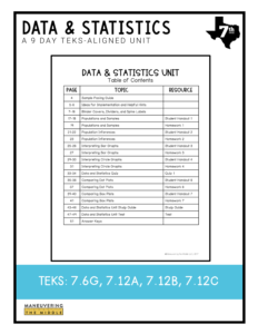 Data and Statistics Unit 7th Grade TEKS - Maneuvering the Middle