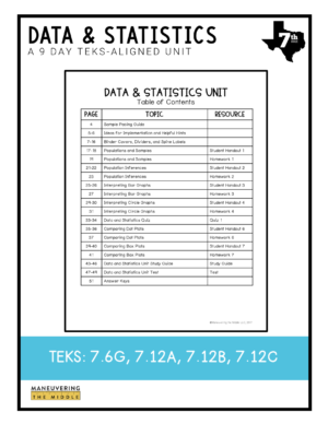 Data and Statistics Unit 7th Grade TEKS - Maneuvering the Middle