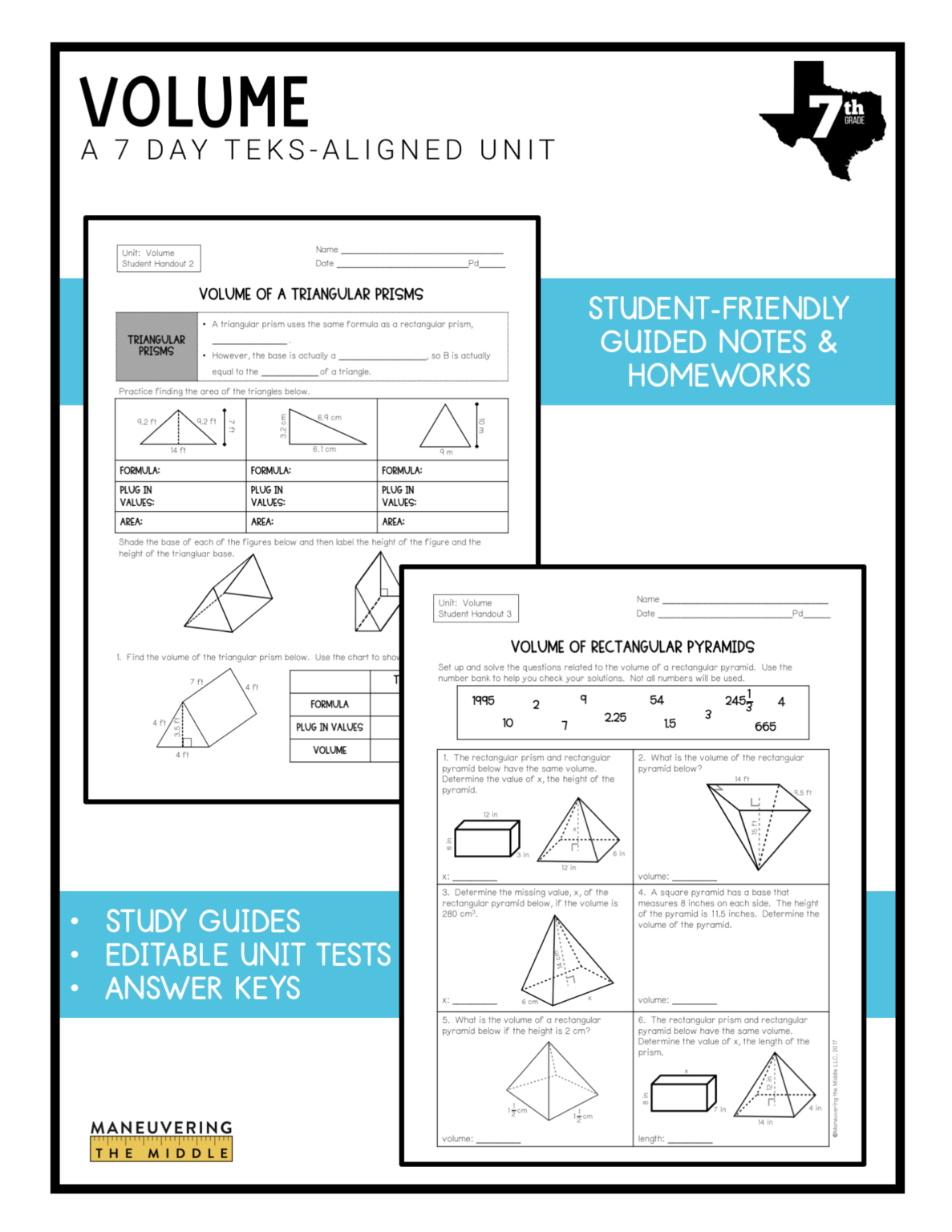 Volume Unit 7th Grade TEKS - Maneuvering the Middle