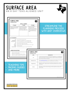 Surface Area Unit 7th Grade TEKS - Maneuvering the Middle
