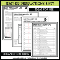 Daily Math Warm-Ups 8th Grade CCSS - Maneuvering the Middle