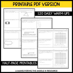 Daily Math Warm-Ups 7th Grade CCSS - Maneuvering the Middle