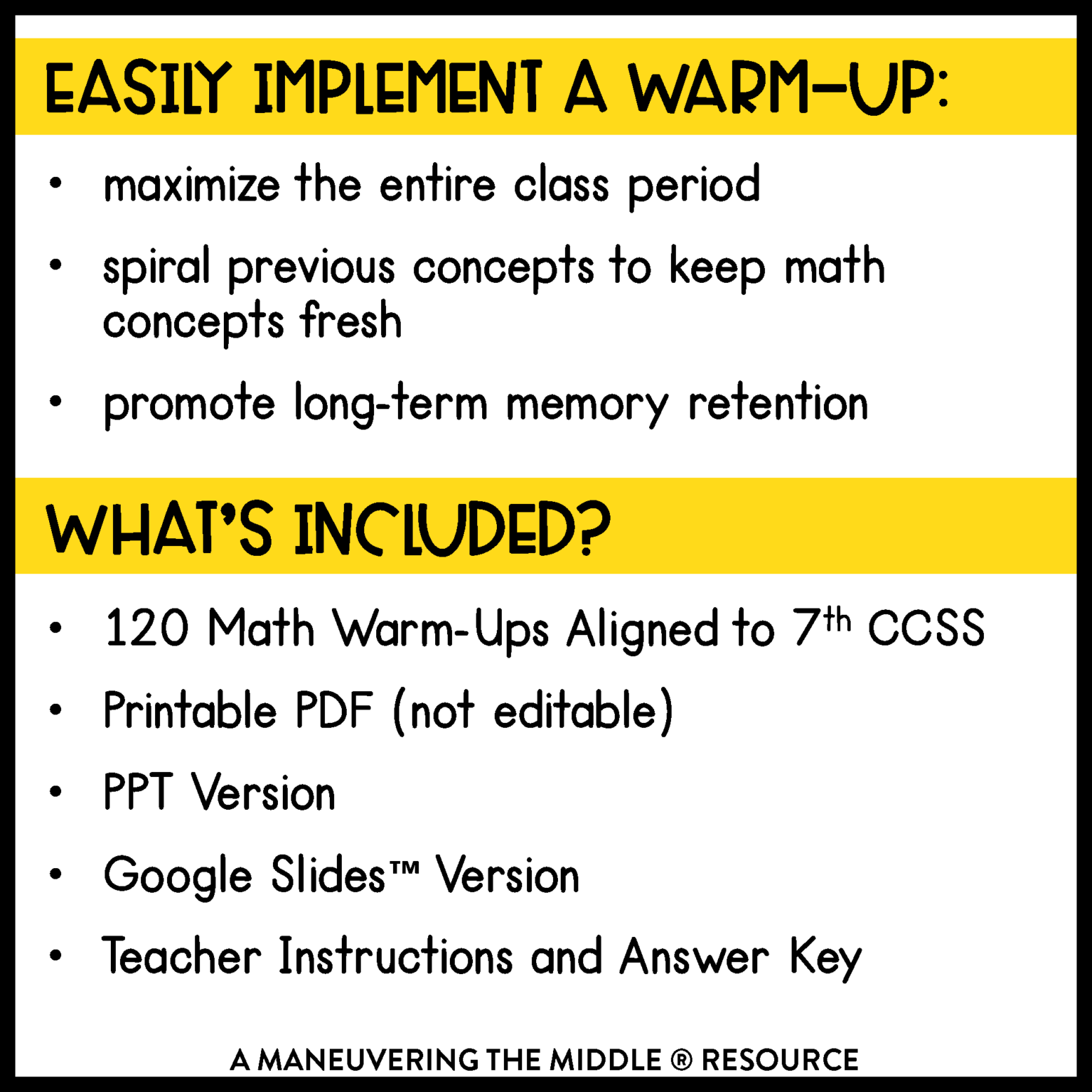 Daily Math Warm-Ups 7th Grade CCSS - Maneuvering the Middle